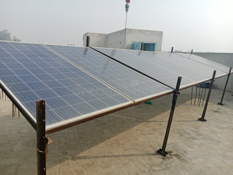 Rooftop Solar Panel Installation for Renewable Energy Stock Photo ...