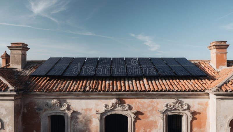 Rooftop Solar Panels on a Historic Structure, Harmonizing Modern ...