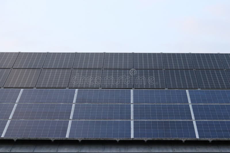 Rooftop with Solar Panels and Tiles Stock Photo - Image of panels ...