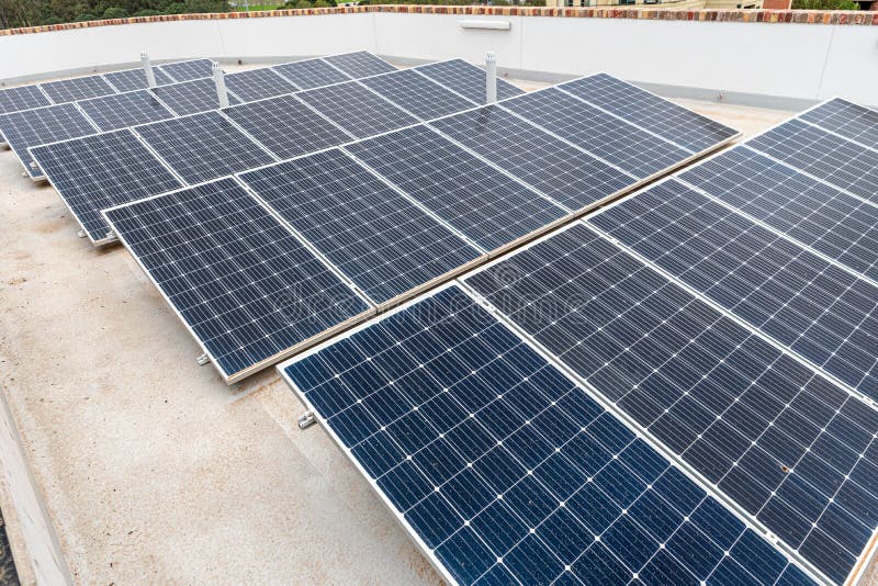 Rooftop Solar Panels on Top of Apartments Stock Image - Image of ...