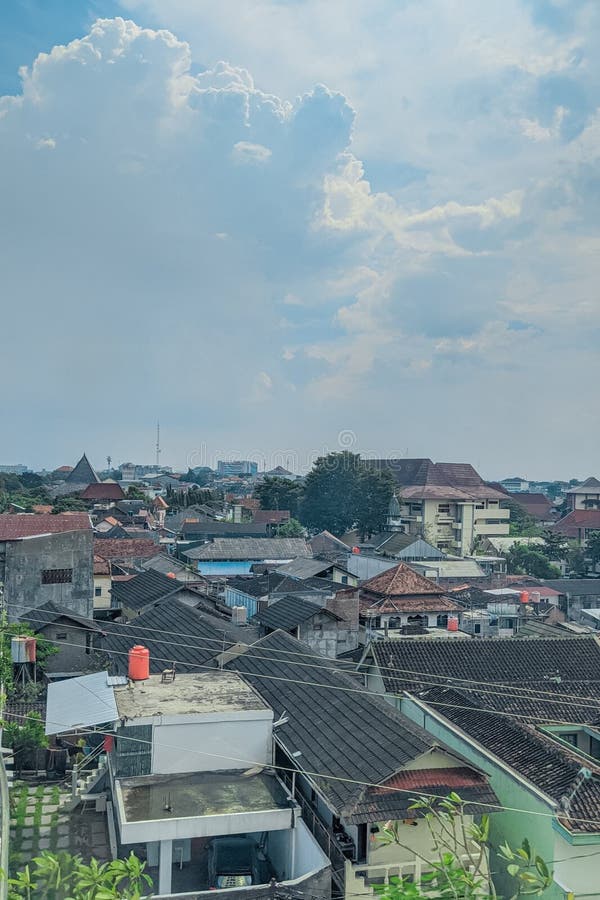 Rooftop with Suburban View in the Middle of Surakarta City Stock Image ...