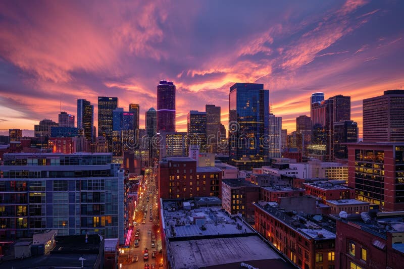 Rooftop Sunset View, Cityscape Aglow Photography Stock Image - Image of ...