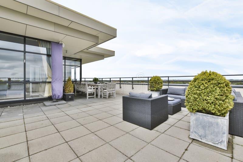 Rooftop terrace view stock image. Image of veranda, design - 242972663