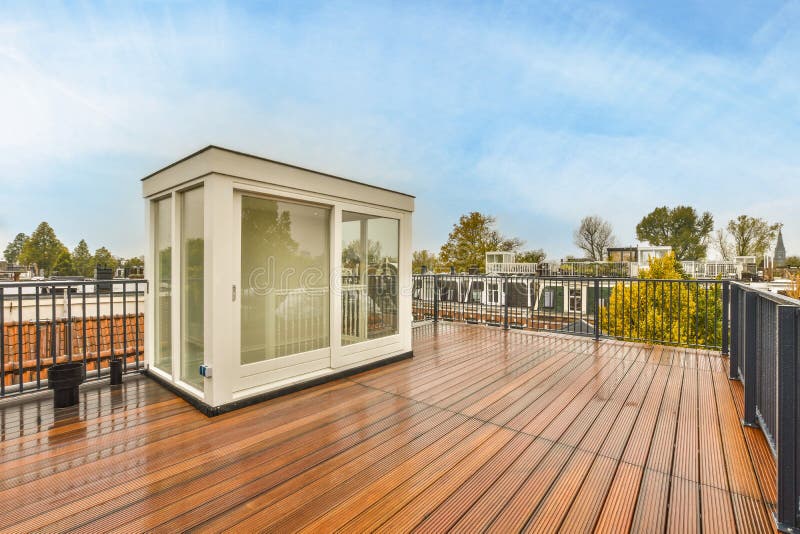 Rooftop terrace view stock image. Image of contemporary - 241534019
