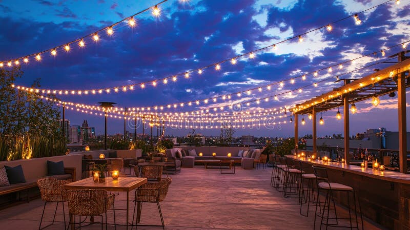 A Rooftop Terrace with a Stylish Setup for a Rooftop Party or Event ...