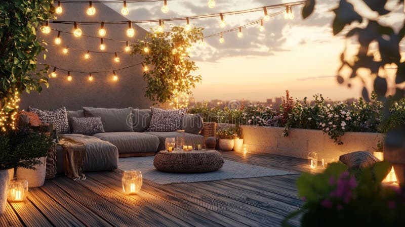 A Rooftop Terrace with a Stylish Setup for a Rooftop Party or Event ...