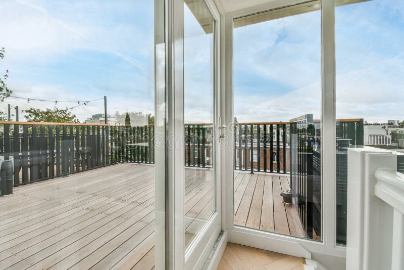 Rooftop terrace view stock image. Image of veranda, design - 242972663