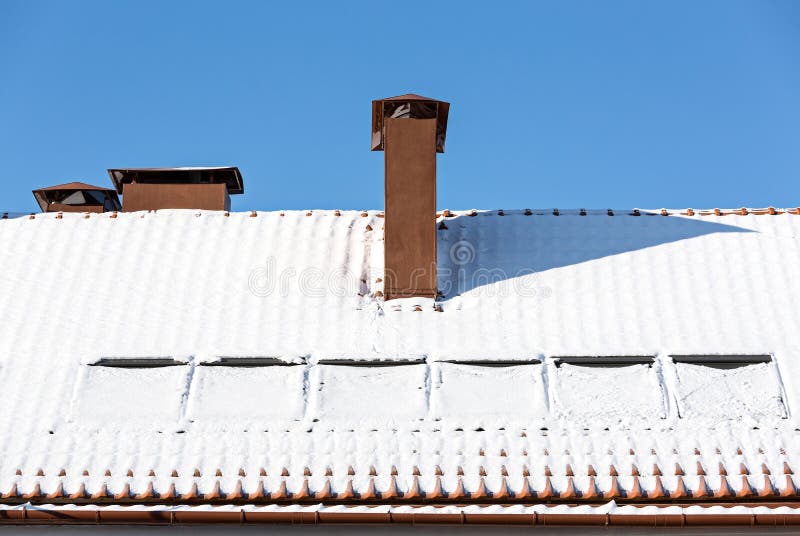 Rooftop under snow stock image. Image of cold, brown - 44514851