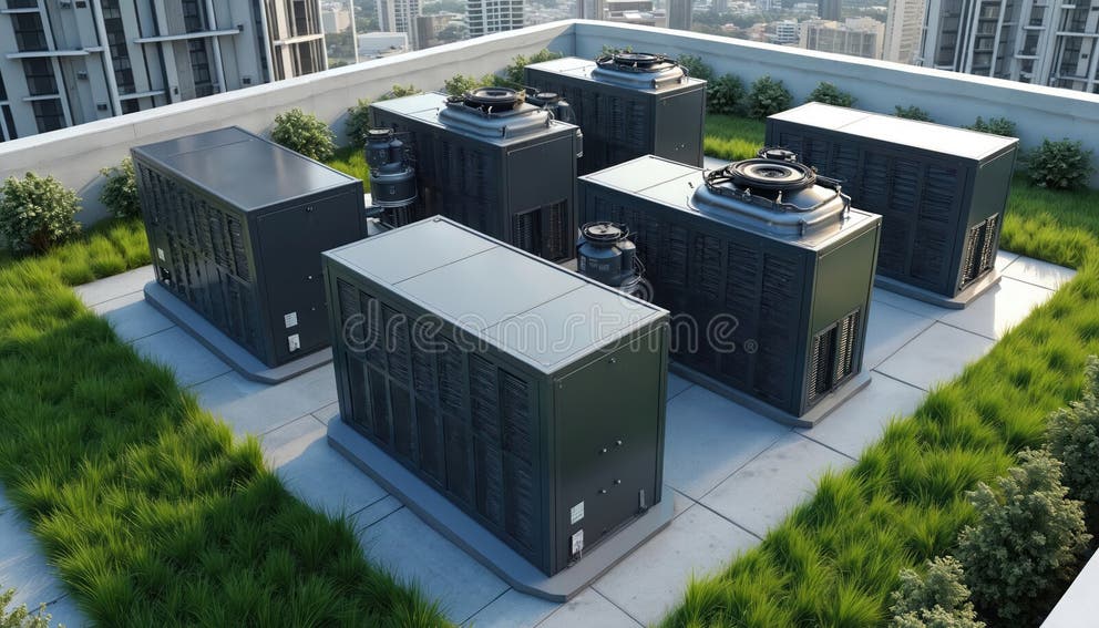 Rooftop View Advanced Air Treatment System. Modern Tech for Urban ...