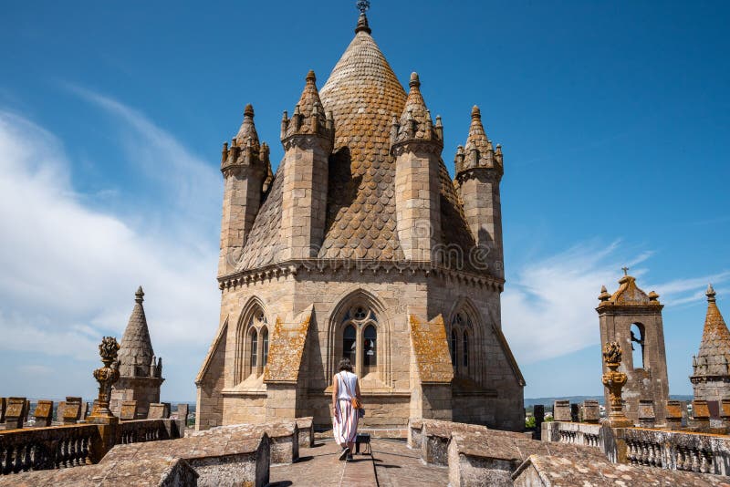 Rooftop View of Gothic Evora Cathedral Stock Image - Image of church ...