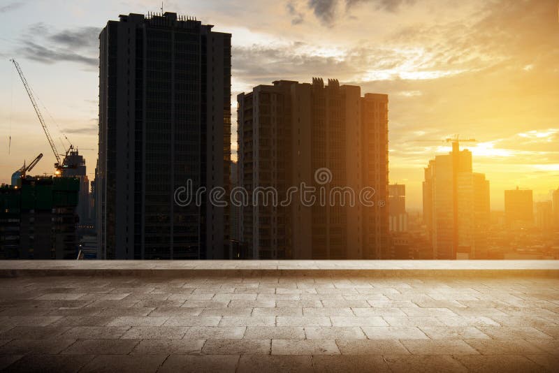 Rooftop View with Skyscrapers Building and Modern City Stock Photo ...