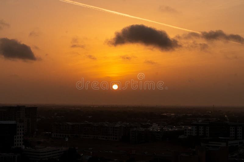 Rooftop View of Sunrise in Austin on Another Hot Summer Morning Stock ...