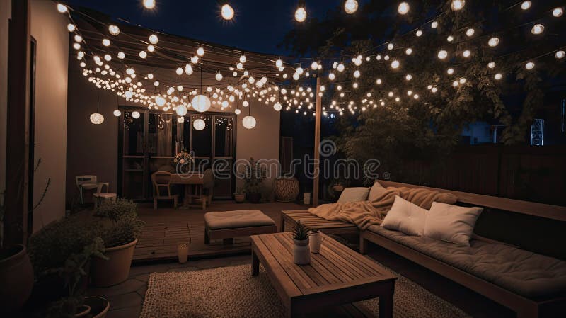 Rooftop Warm White String Lights, Celebration and Inviting Ambiance ...