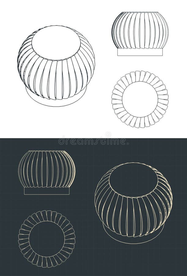 Rooftop Wind Turbine Air Ventilator Blueprints Stock Vector ...