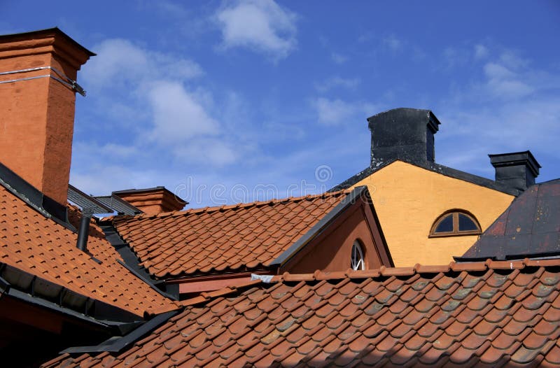Rooftops with chimneys stock image. Image of chimneys - 14594181