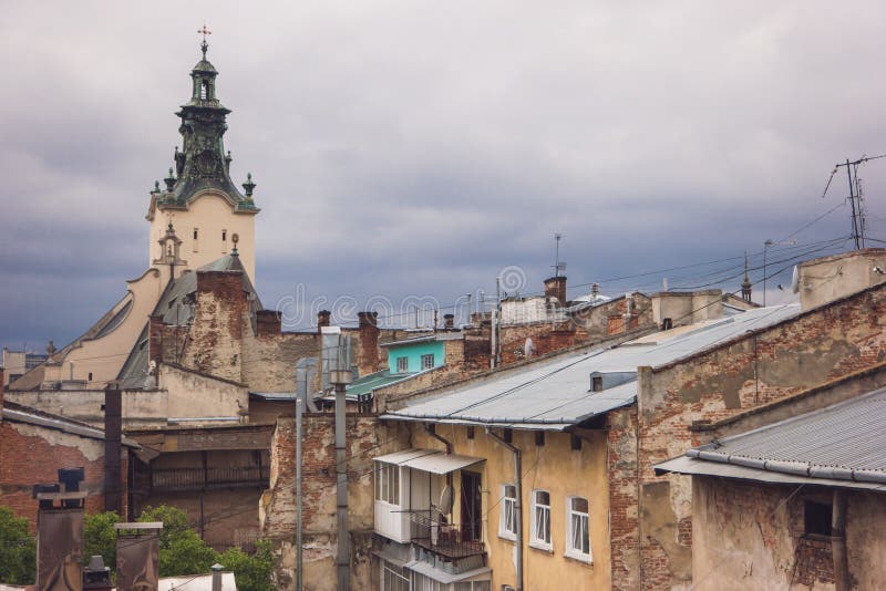 Rooftops and church tower. stock image. Image of culture - 84232099