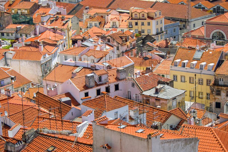 Rooftops of Lisbon stock image. Image of view, colors - 30601645