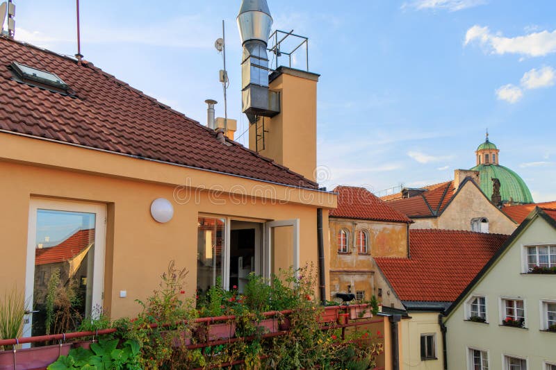 Rooftops of Old Prague from High View Point. Stock Image - Image of ...