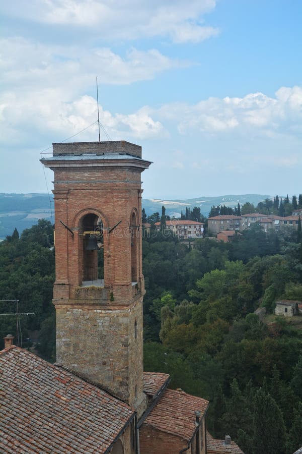 Rooftops of the Old Town of Volterra with Tower from the Top in Italy ...