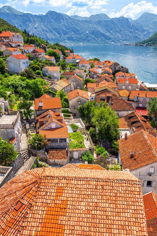 Rooftops in Perast, Montenegro Stock Photo - Image of nature, building ...
