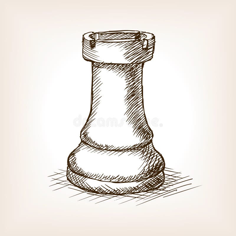 Rook Chess Piece Hand Drawn Sketch Style Vector Stock Vector ...