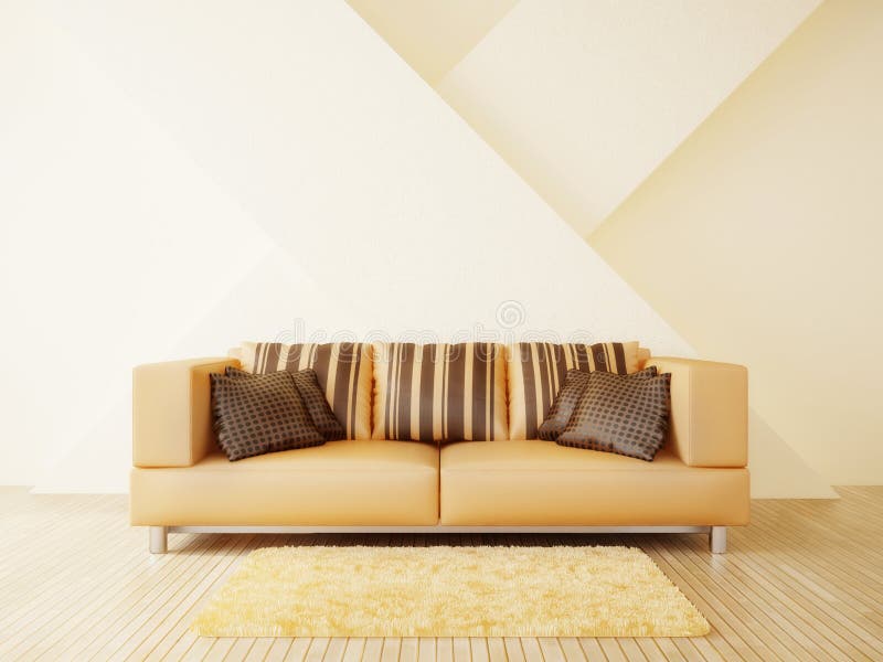 Modern Living-room with Fireplace. Stock Illustration - Illustration of ...