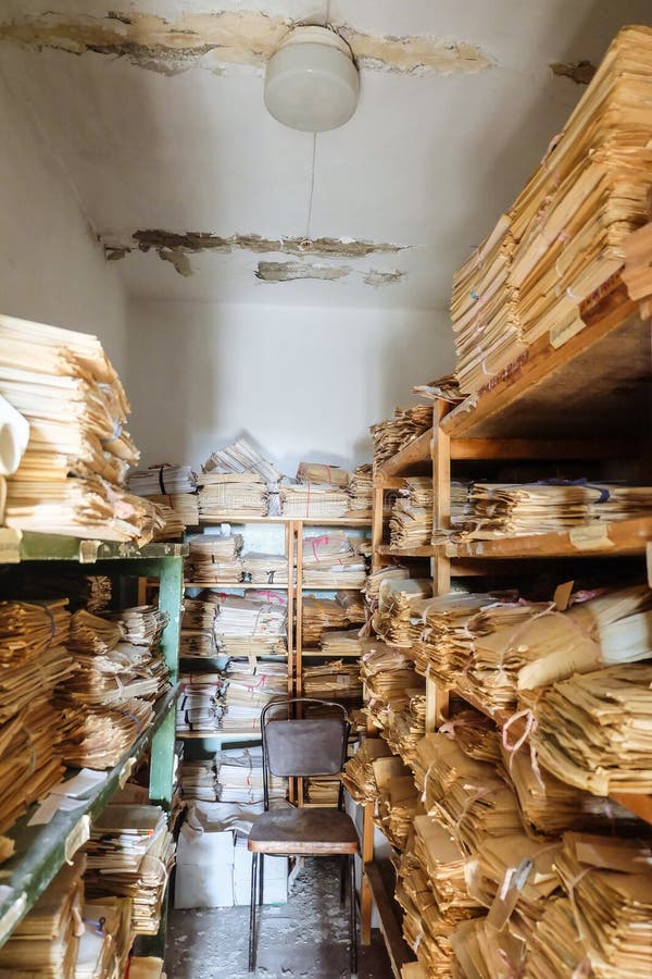 Room of an Abandoned Soviet Administrative Building with Old Archival ...
