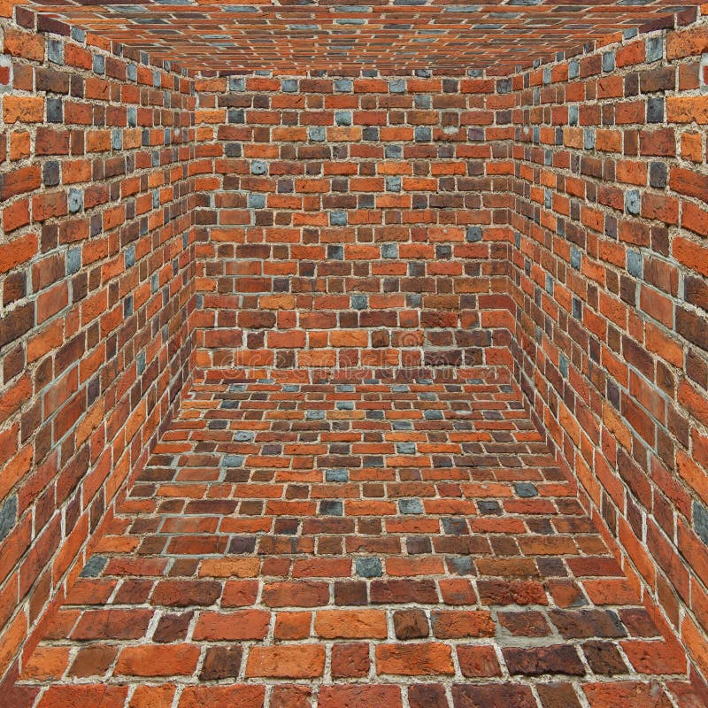 Room with All Walls Nade from Red Bricks Stock Image - Image of indoor ...