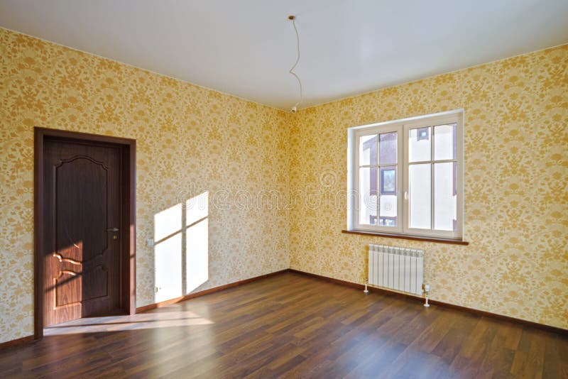 Room with Beige Wallpaper, a Reflection of a Window with Solar Lights ...