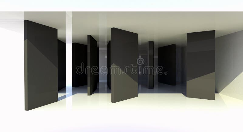 Room with Black Partition, Abstract Architecture Stock Illustration ...