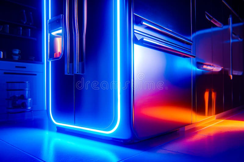 Room with Blue Neon Light and Red and Blue Neon Light. Generative AI ...