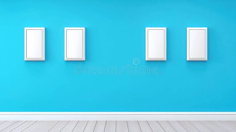 A Room with a Blue Wall and White Baseboard. Stock Photo - Image of ...