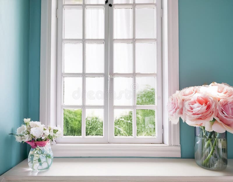 Room of the Blue Wall and Window: a Captivating View Stock Photo ...