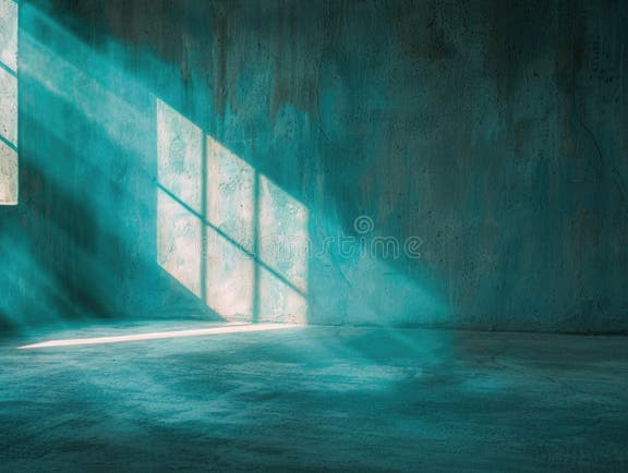 A Room with a Blue Wall and a Window that Lets in Sunlight Stock Photo ...