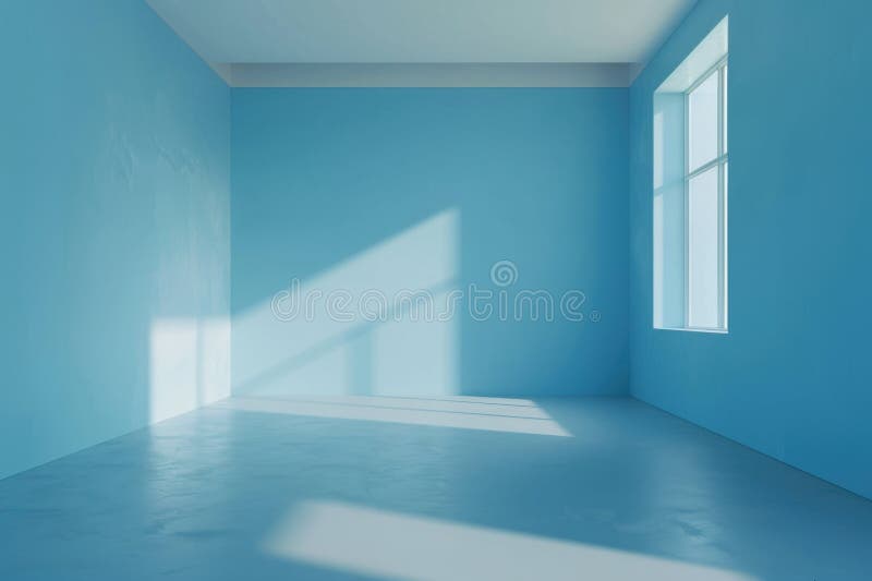 A Room with a Blue Wall and a Window, Suitable for Interior Design ...