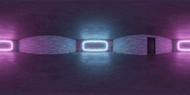 Room with Brick Wall and Purple Lighting 360 Panorama Vr Environment ...