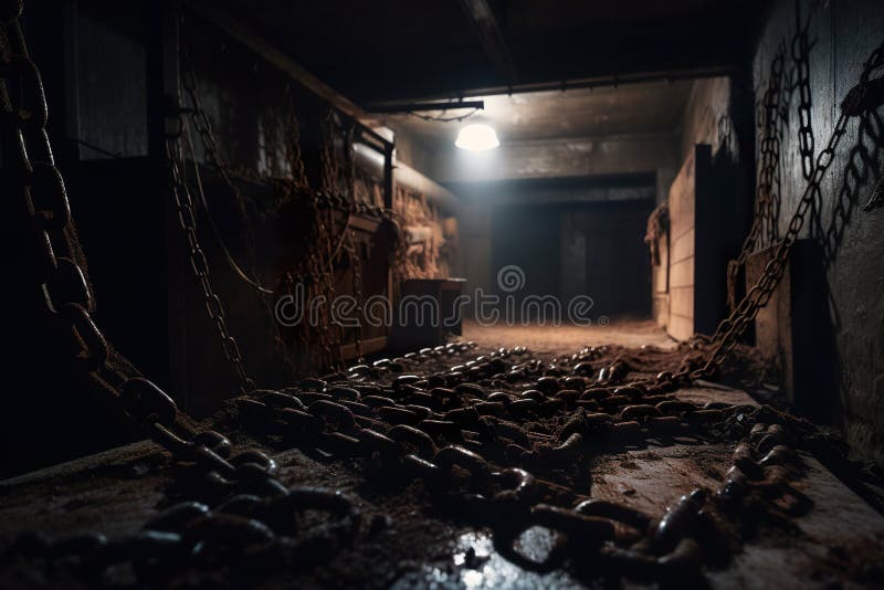A Room with a Bunch of Chains on the Floor. AI Generative Image. Stock ...