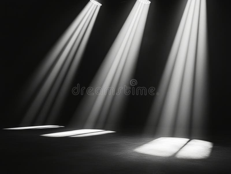 A Room Cast in Darkness, Pierced by a Spotlight from the Ceiling Stock ...