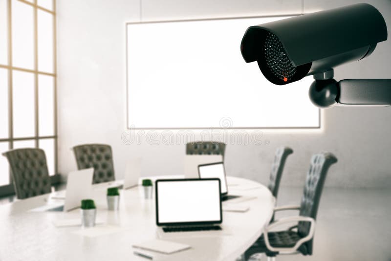 Room with CCTV camera stock illustration. Illustration of mockup - 83159242