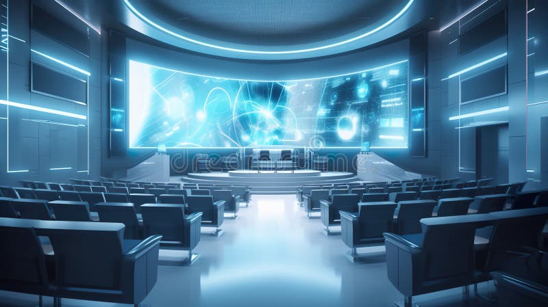 A Room with Chairs and a Projection Screen. Generative AI Image. Stock ...