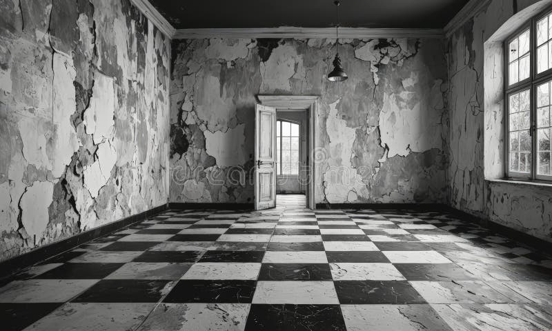 Room with Checkered Floor and Checker Stock Illustration - Illustration ...