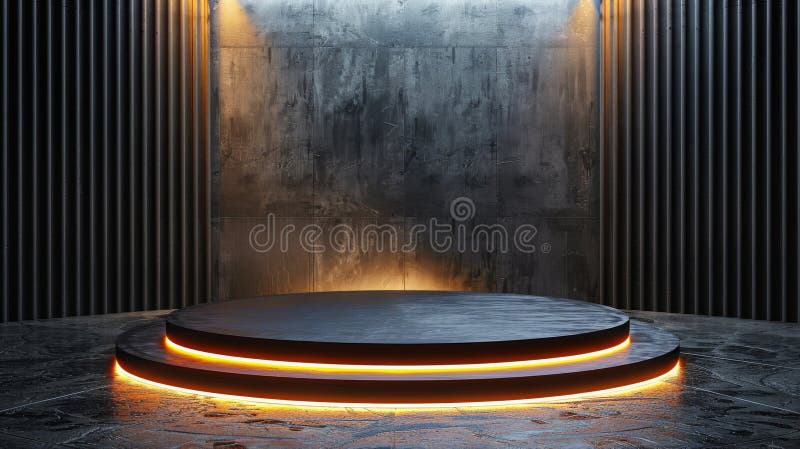 Room with Columns and Large Circular Object Stock Photo - Image of ...