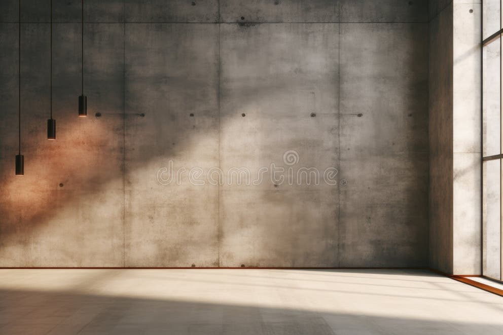 A Room with a Concrete Wall and a Window. Suitable for Architectural ...