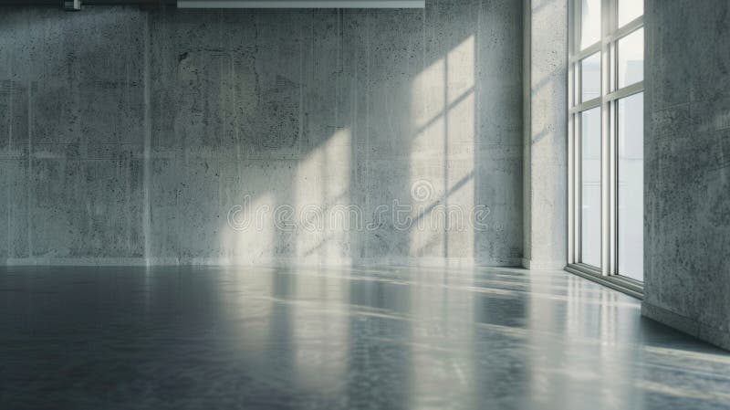 A Room with Concrete Walls and a Large Window. Suitable for Interior ...