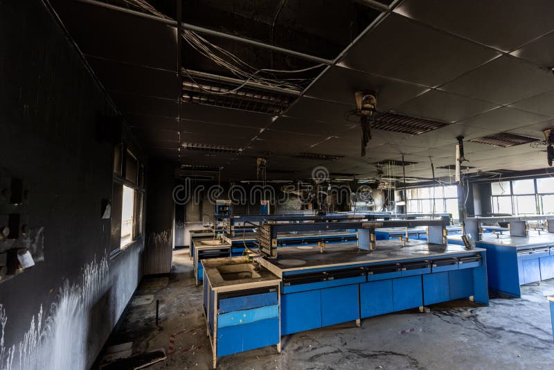 Condition after Scientific Laboratory Fire. Stock Image - Image of hood ...