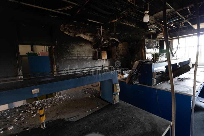 Condition after Scientific Laboratory Fire. Stock Photo - Image of ...