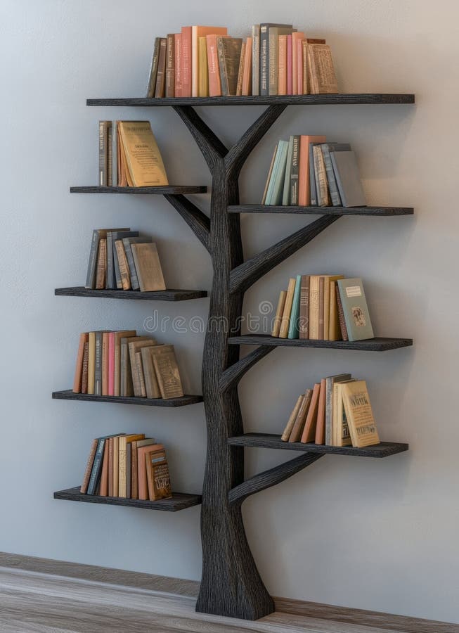 A Room Contains an Image of a Tree Composed of Books, and a Tree Made ...