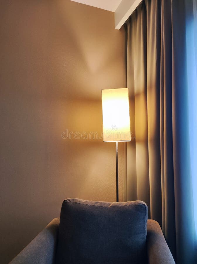 Room corner stock image. Image of blue, sofa, lights - 261654683