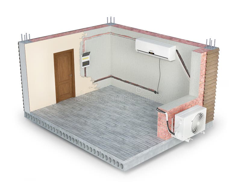 House Cross Section, View on Bathroom, Kitchen and Living Room Stock ...