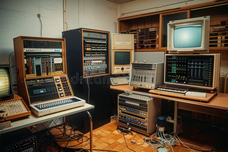 A Room Crowded with Various Electronic Devices and Equipment, an ...